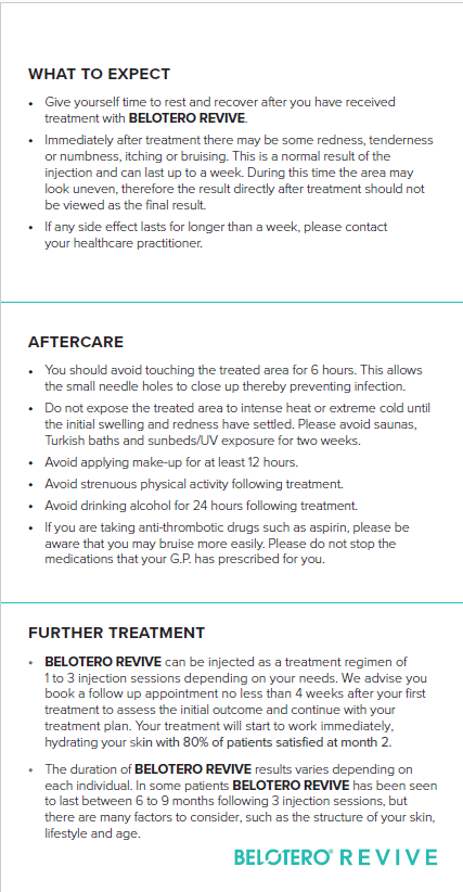 BELOTERO® REVIVE PATIENT AFTERCARE CARD – Merz Aesthetics EPrint